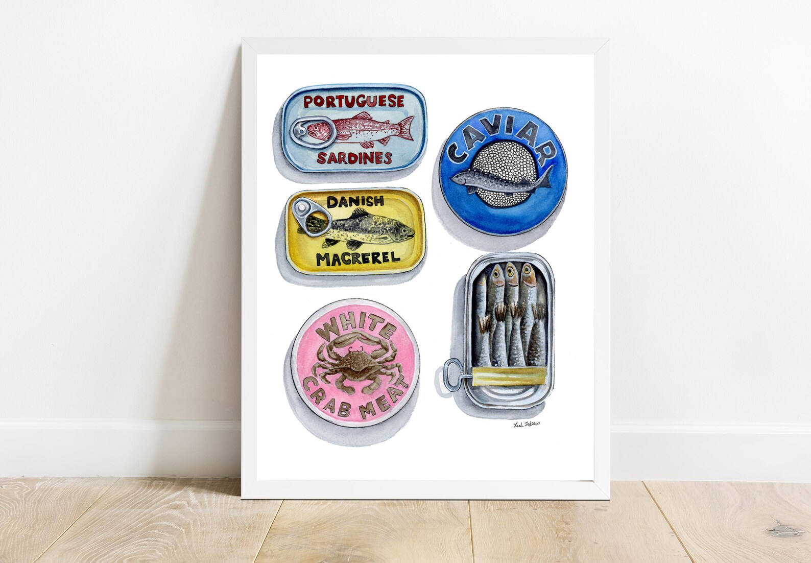 Tinned Fish Watercolor Print, Food Illustration, Sardine Art - Etsy