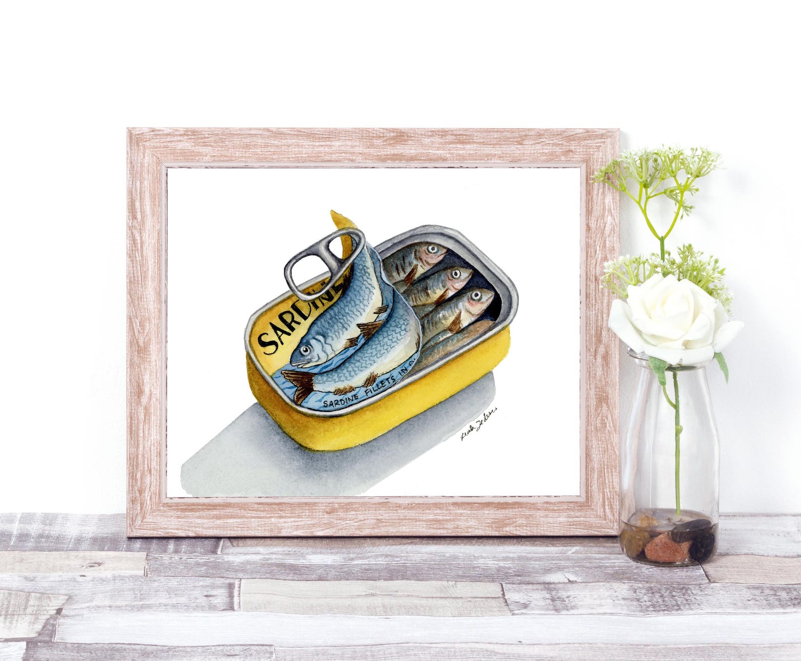 Tinned Fish Watercolor Print, Sardine Can Print, Food Illustration - Etsy