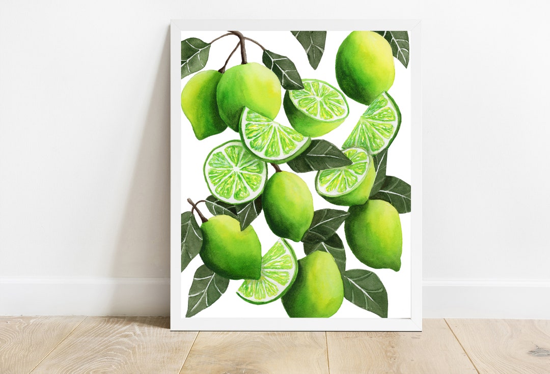 Lime Watercolor Illustration, Kitchen Wall Art, Citrus Fruite Artwork ...