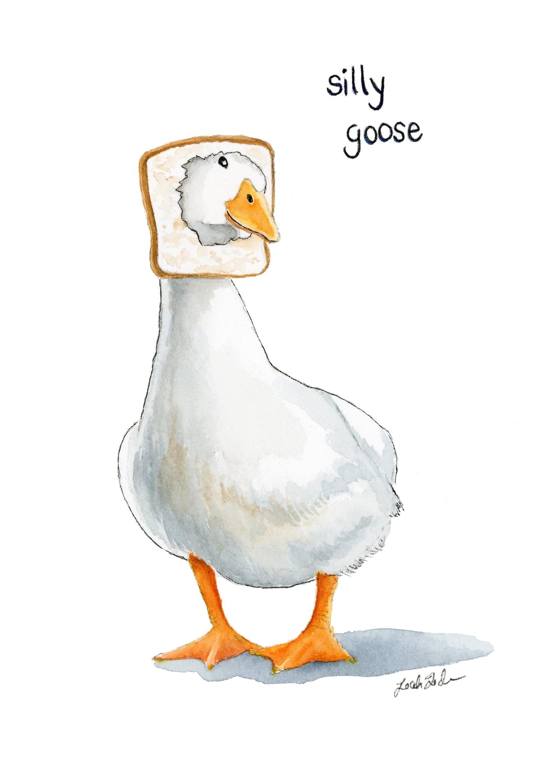 Silly Goose Watercolor Print, Goose Illustration, Kids Room Decor ...
