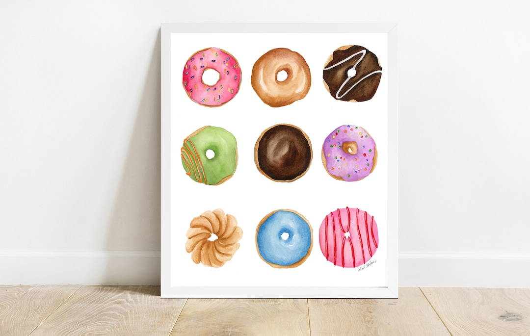Donut Wall Watercolor Illustration Print - Etsy