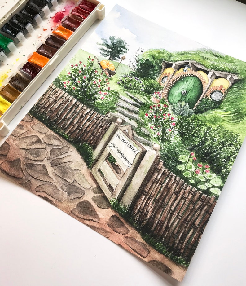 Bag End Print, Watercolor Painting, Fantasy Art, Multiple Sizes ...