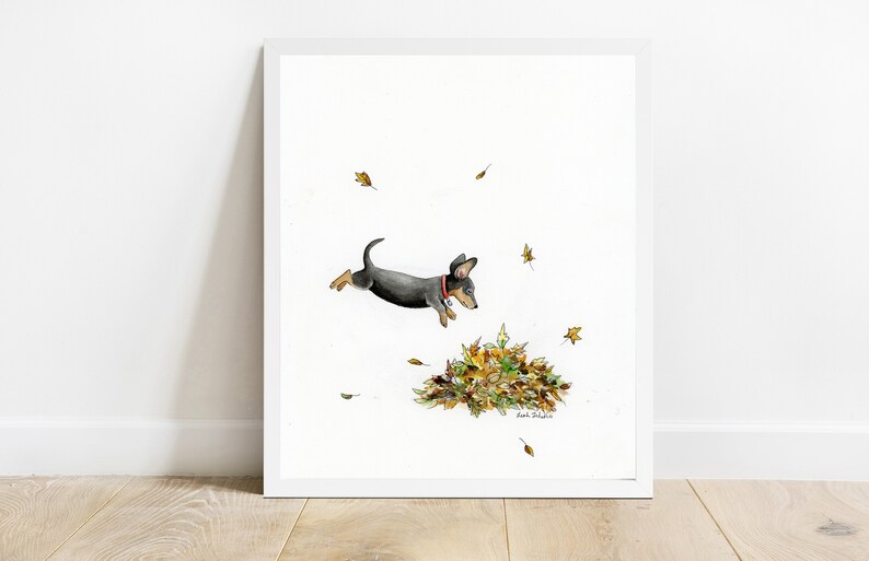 Dachshund Illustration Print Dachie Dog Print Cute Dog - Etsy