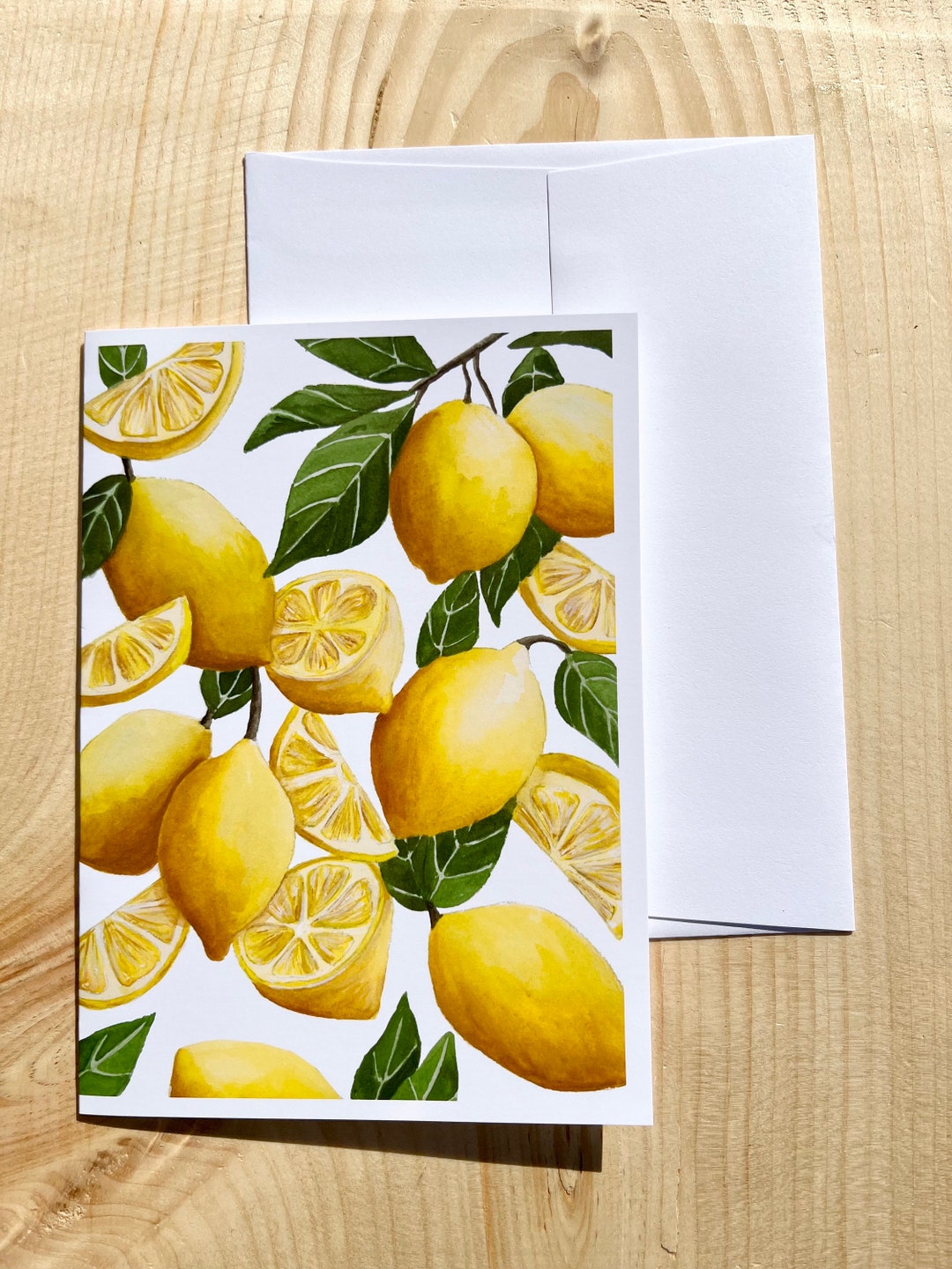 Lemons Greeting Card, Food Illustration, Blank Card and Stationary - Etsy