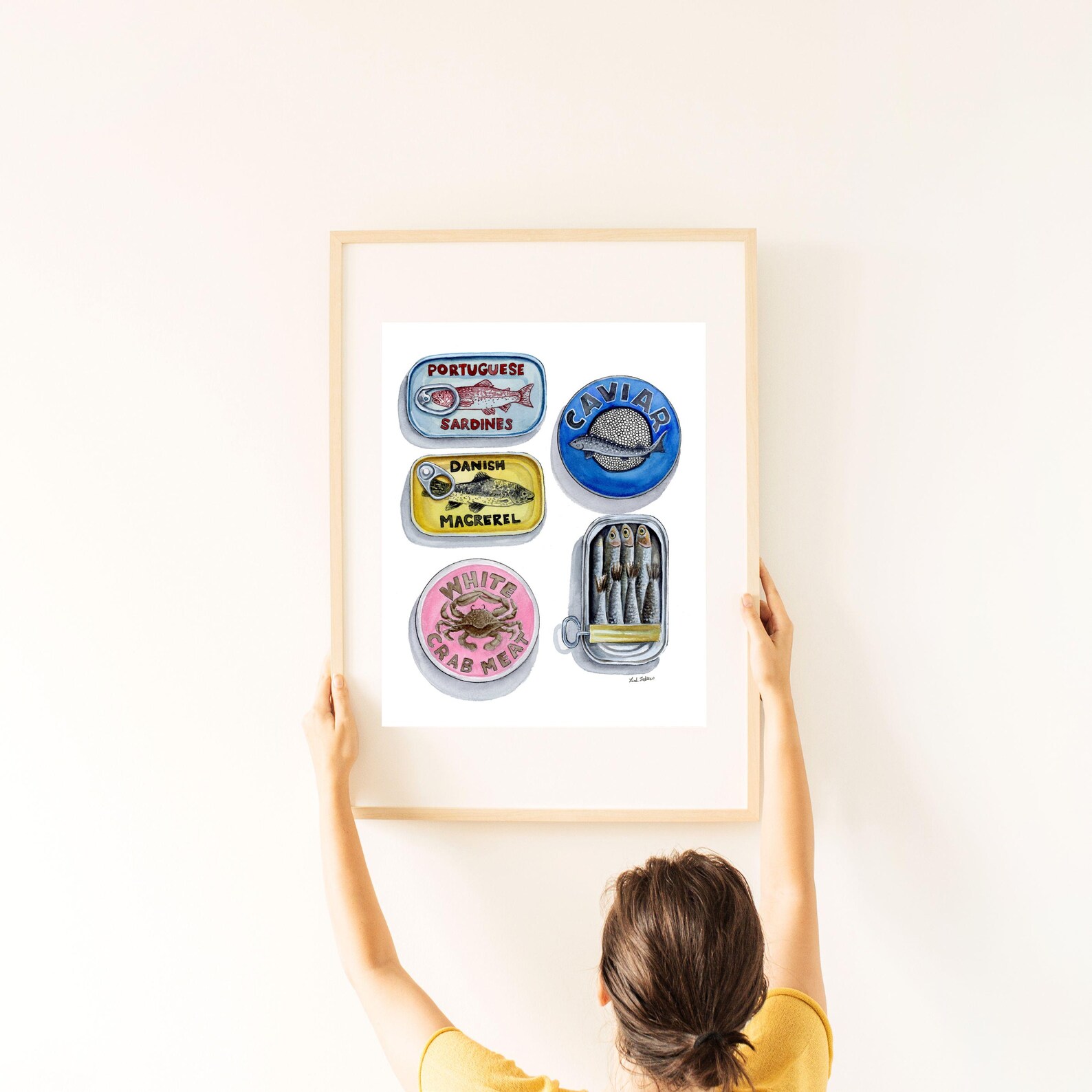 Tinned Fish Watercolor Print, Food Illustration, Sardine Art - Etsy