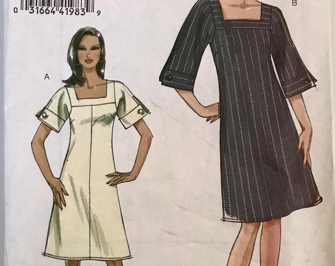 Vogue 8442 Y2K Misses'/petite Lined Dress, A-line, Mid-knee With Short ...