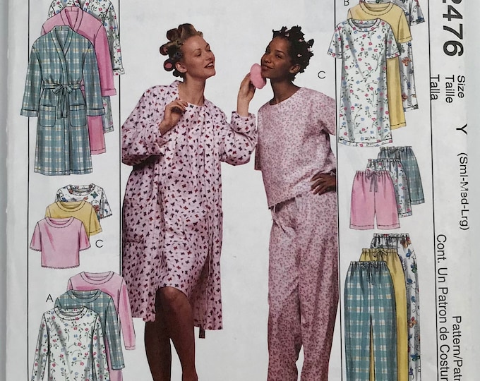 Mccall's 2476 P276 Misses' Robe, Nightgown or Top and Pull-on Pants or Shorts Loungewear ...