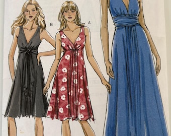 Vogue 8442 Y2K Misses'/petite Lined Dress, A-line, Mid-knee With Short ...