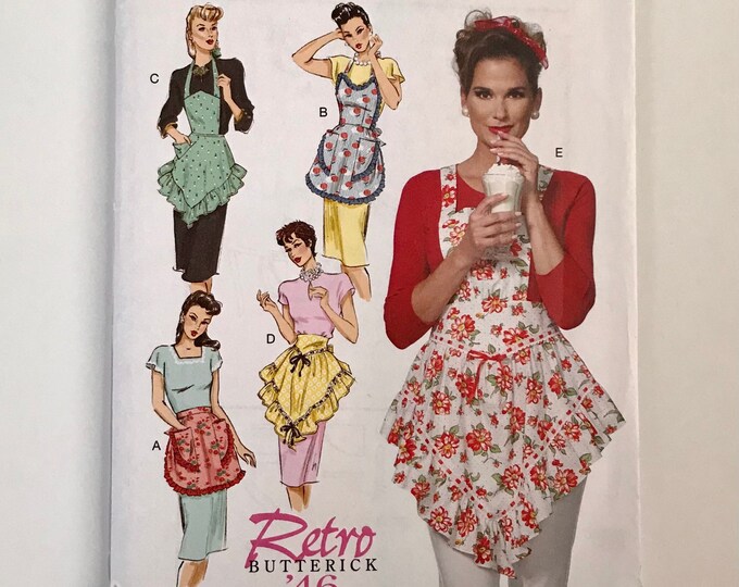 Butterick B6467 Retro '40s Apron Sewing Pattern Half Apron, Novelty ...