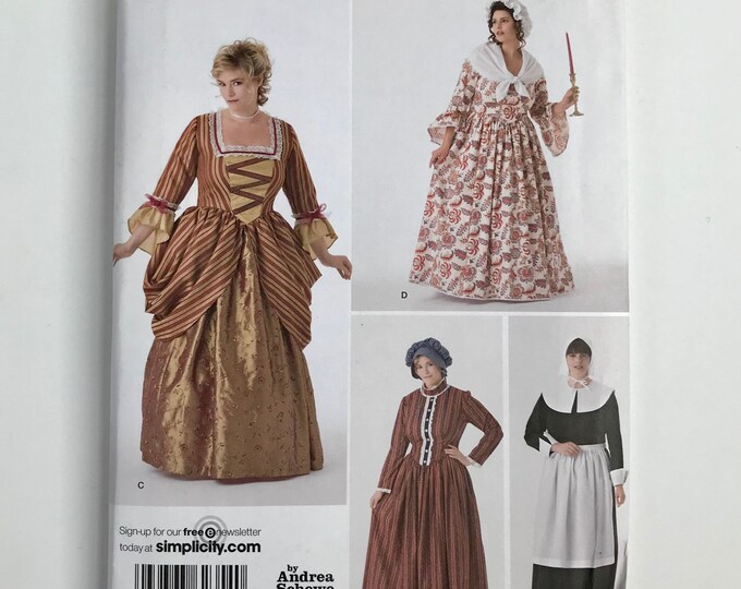 Simplicity 2354 Plus Size Costume Fitted Dress, Bonnet, Shawl, Apron ...