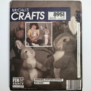 Mccall's 8951 1980s Bunny Stuffed Animal Plush Toy Doll Large or Small ...
