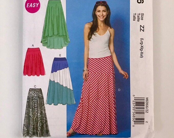 Mccall's 6966 Misses' Skirts, Knit Fabric Maxi Skirts Diagonal Lines ...