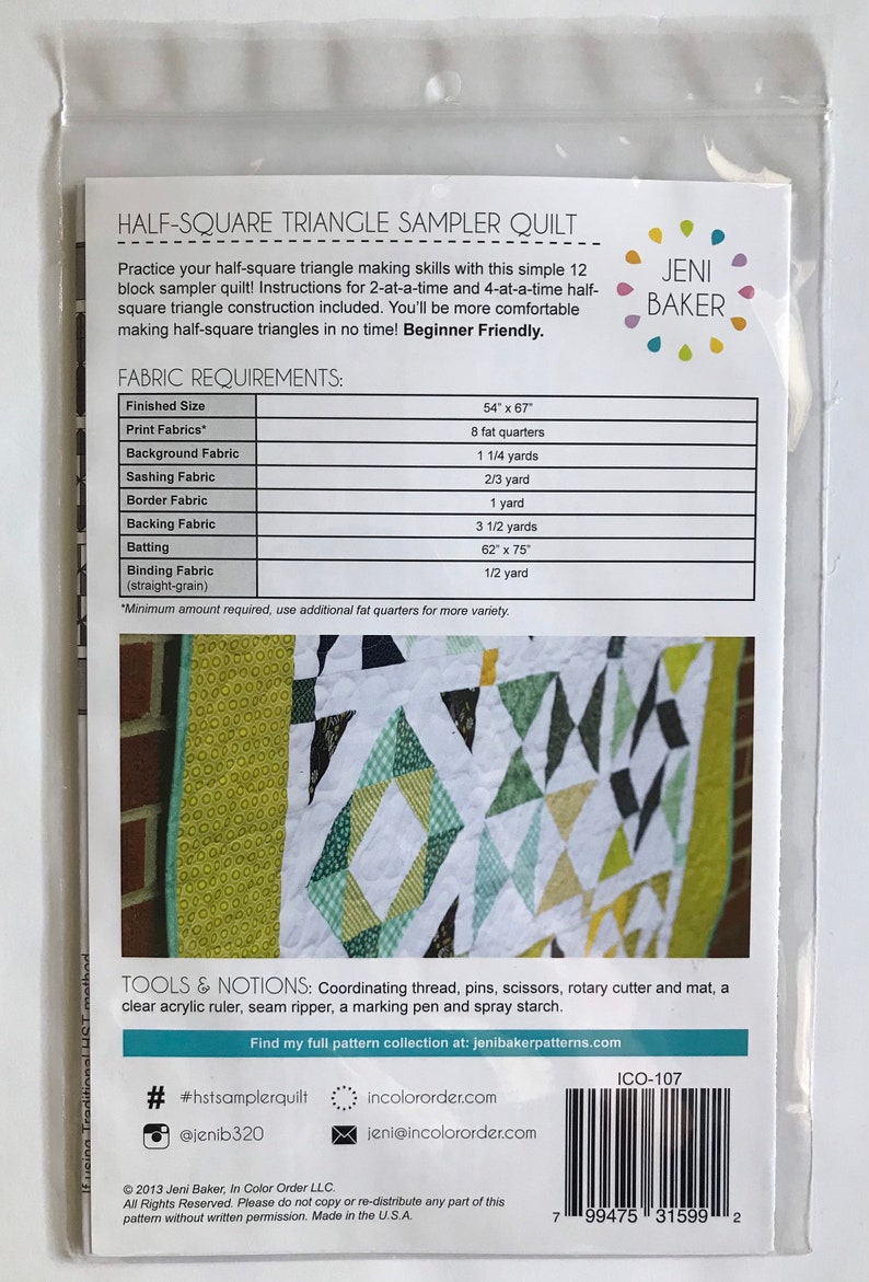 Half-square Triangle Sampler Quilt Sewing Pattern by Jeni | Etsy