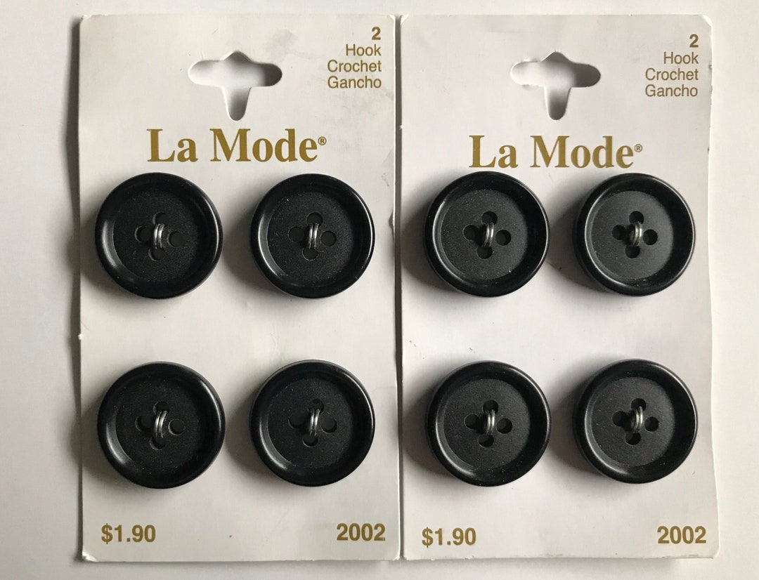 Black Buttons, 3/4 Inch, by La Mode, 8 Buttons on 2 Cards, Washable - Etsy