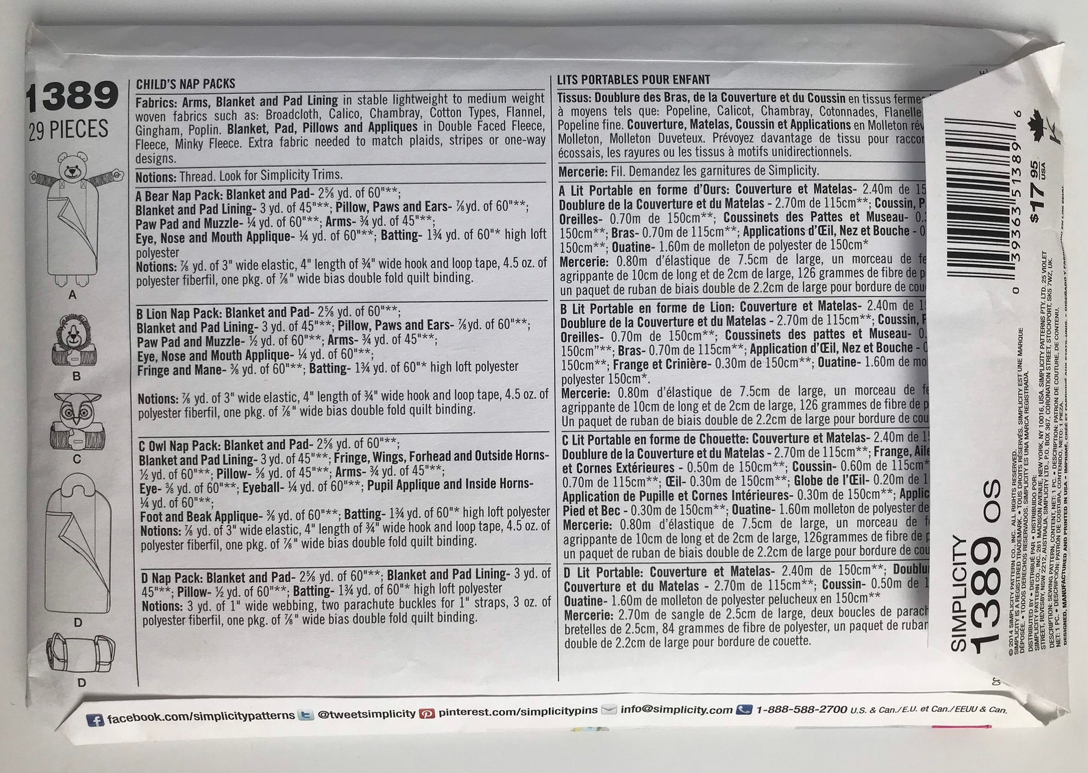 Simplicity 1389 Child's Nap Packs Roll up Fleece Blanket - Etsy