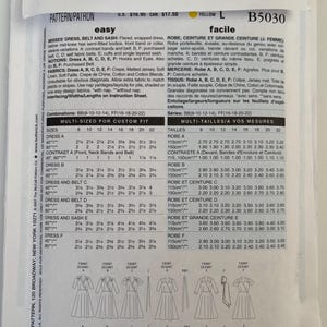 Butterick 5030 Dress, Belt and Sash: Semi-fitted, Flared, Wrapped Dress ...