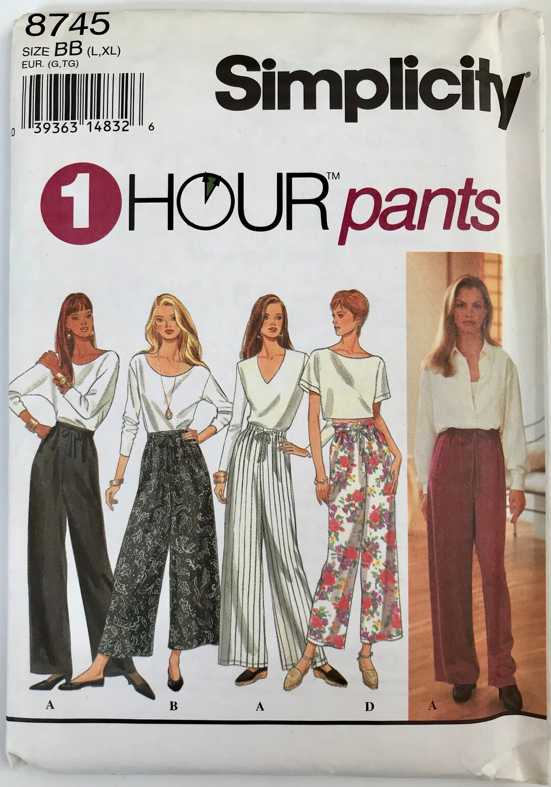 Simplicity 8745 1 Hour Pull-on Pants With No Side Seam Cropped or Full ...