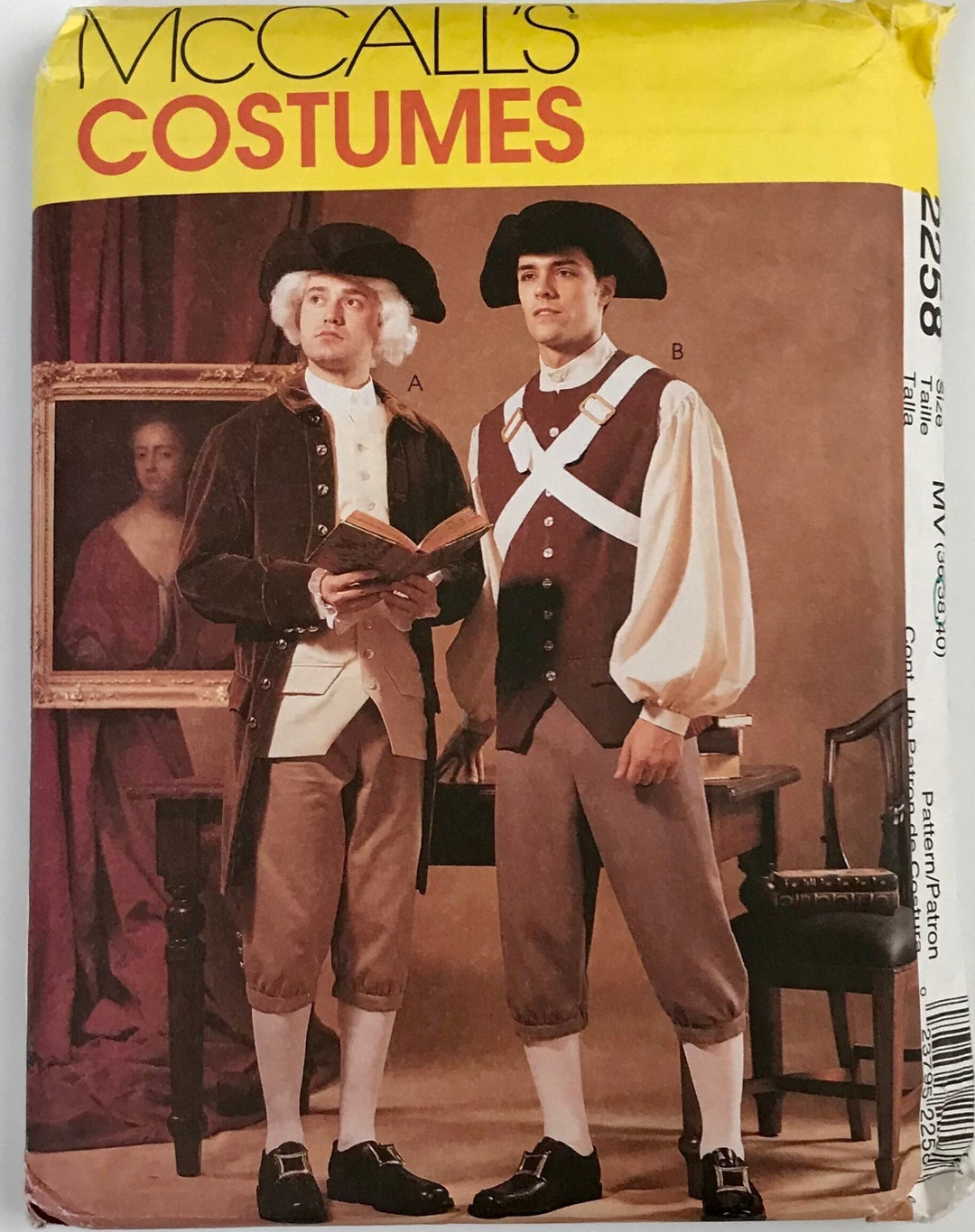 Mccall's 2258 Men's Revolutionary War 18th Century Costume Coat Vest ...