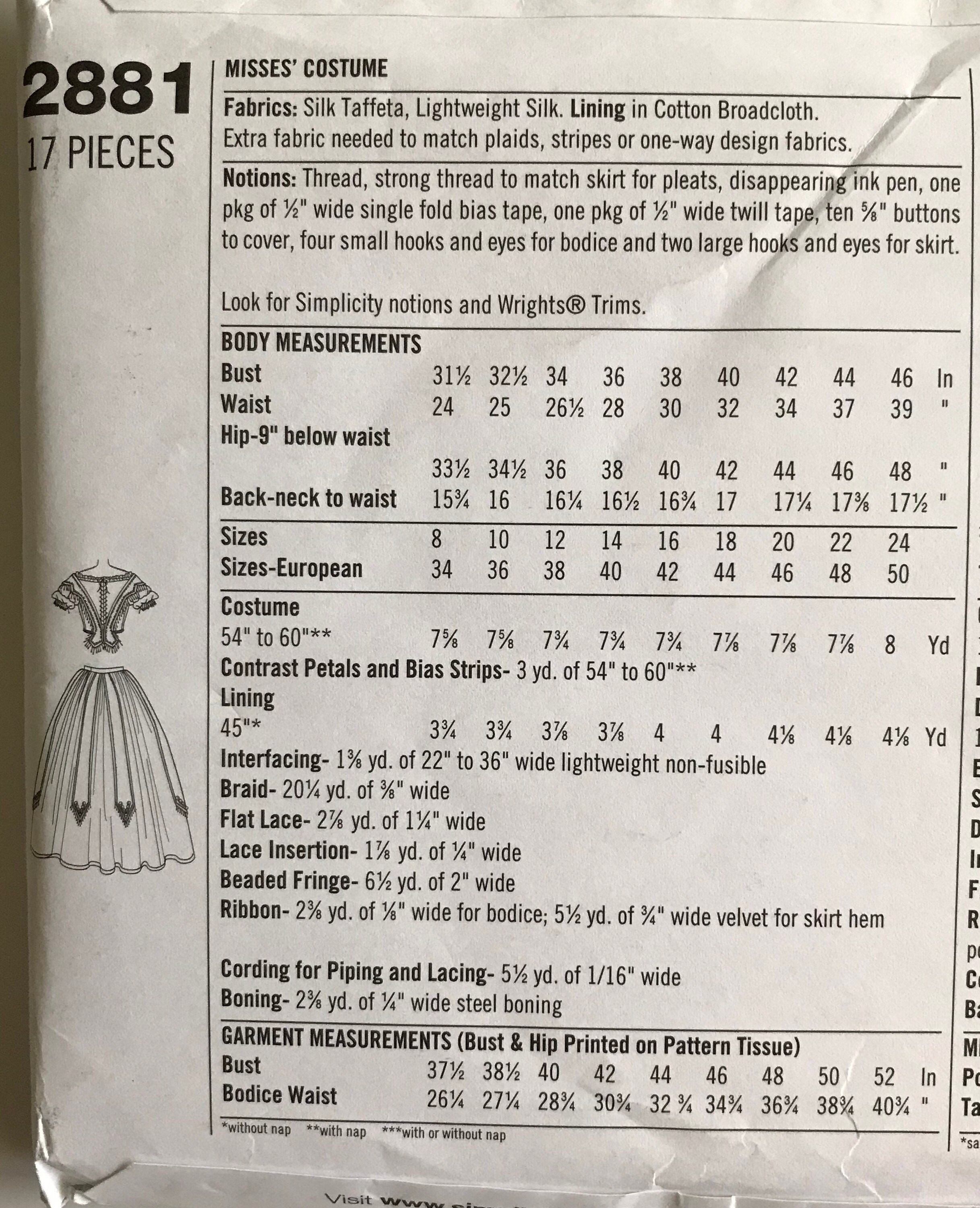 Simplicity 2881 Misses' Costume Pattern Civil War - Etsy