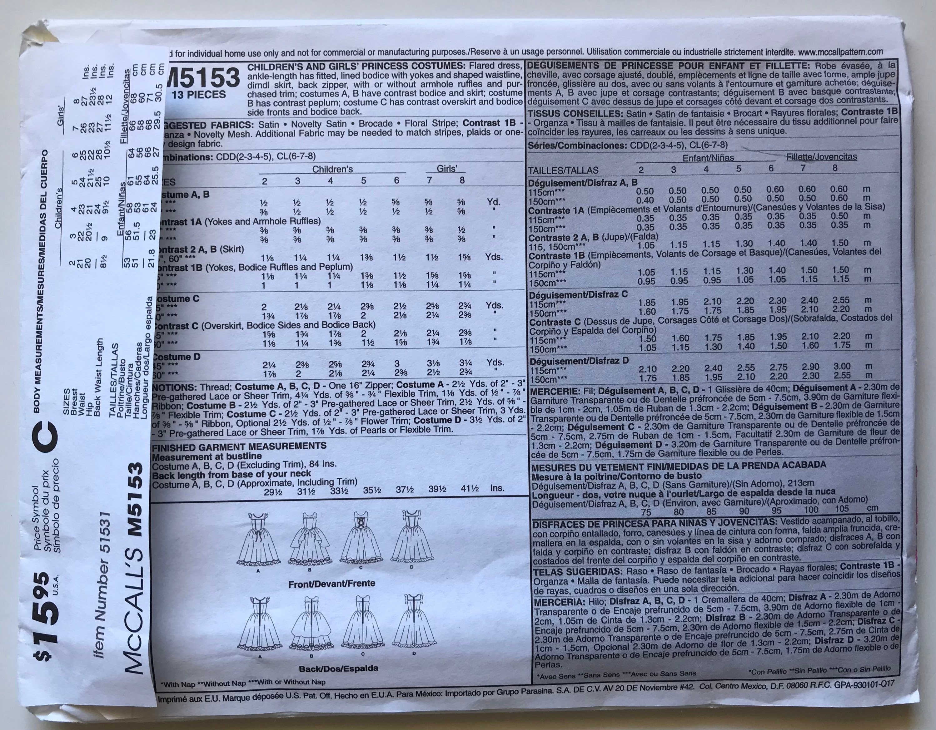 Mccall's M5153/MP403 Children's and Girls' - Etsy