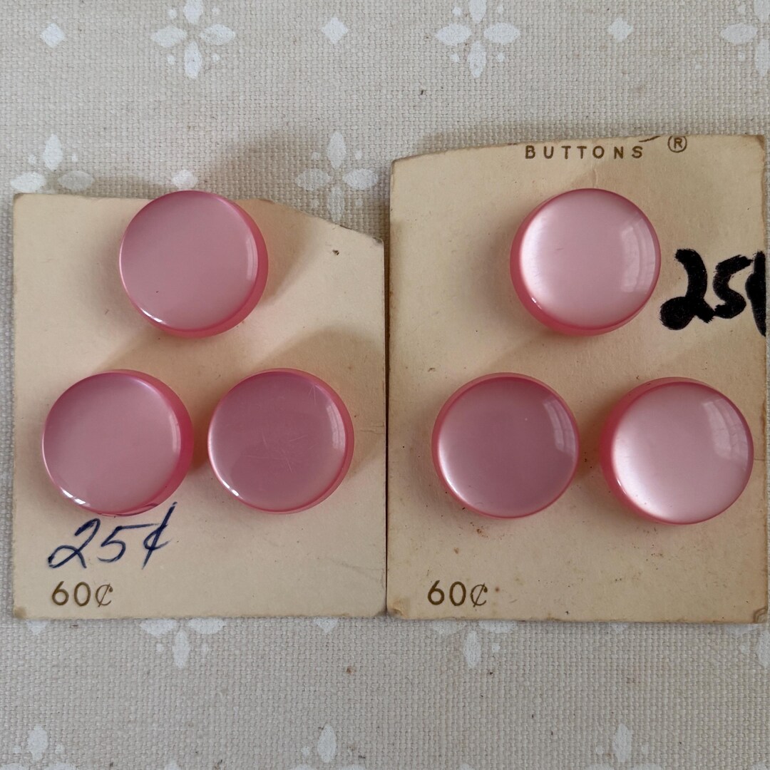 Light Pink Shank Buttons- 6 Total, Scant 3/4 Inch Diameter, Vintage ...