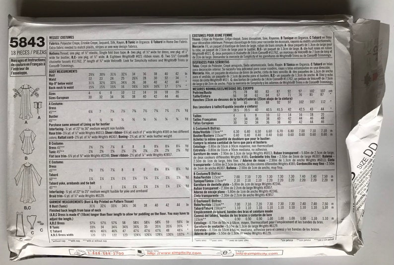 Simplicity 5843 Misses' Costume Pattern Fairy Princess - Etsy