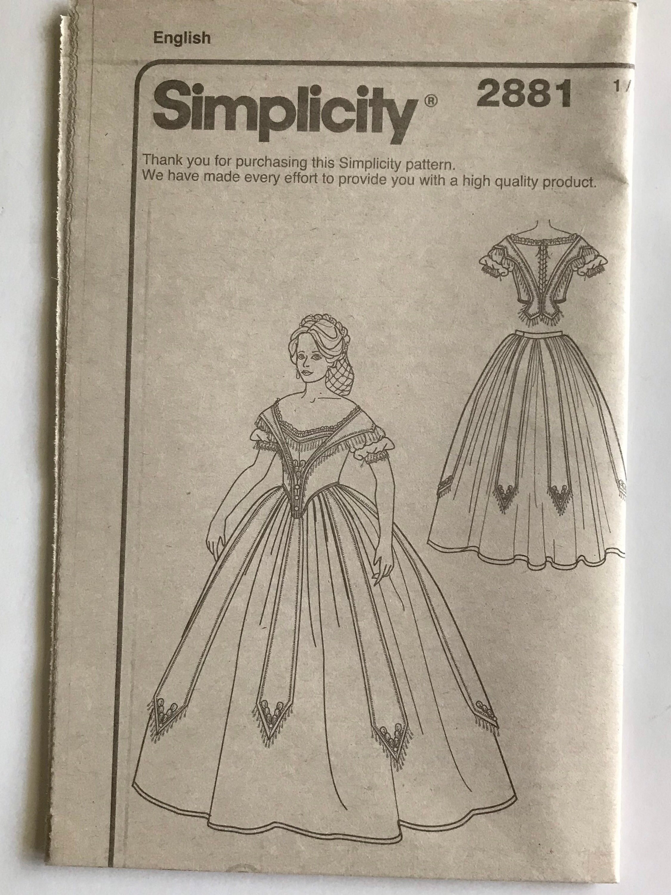 Simplicity 2881 Misses' Costume Pattern Civil War - Etsy