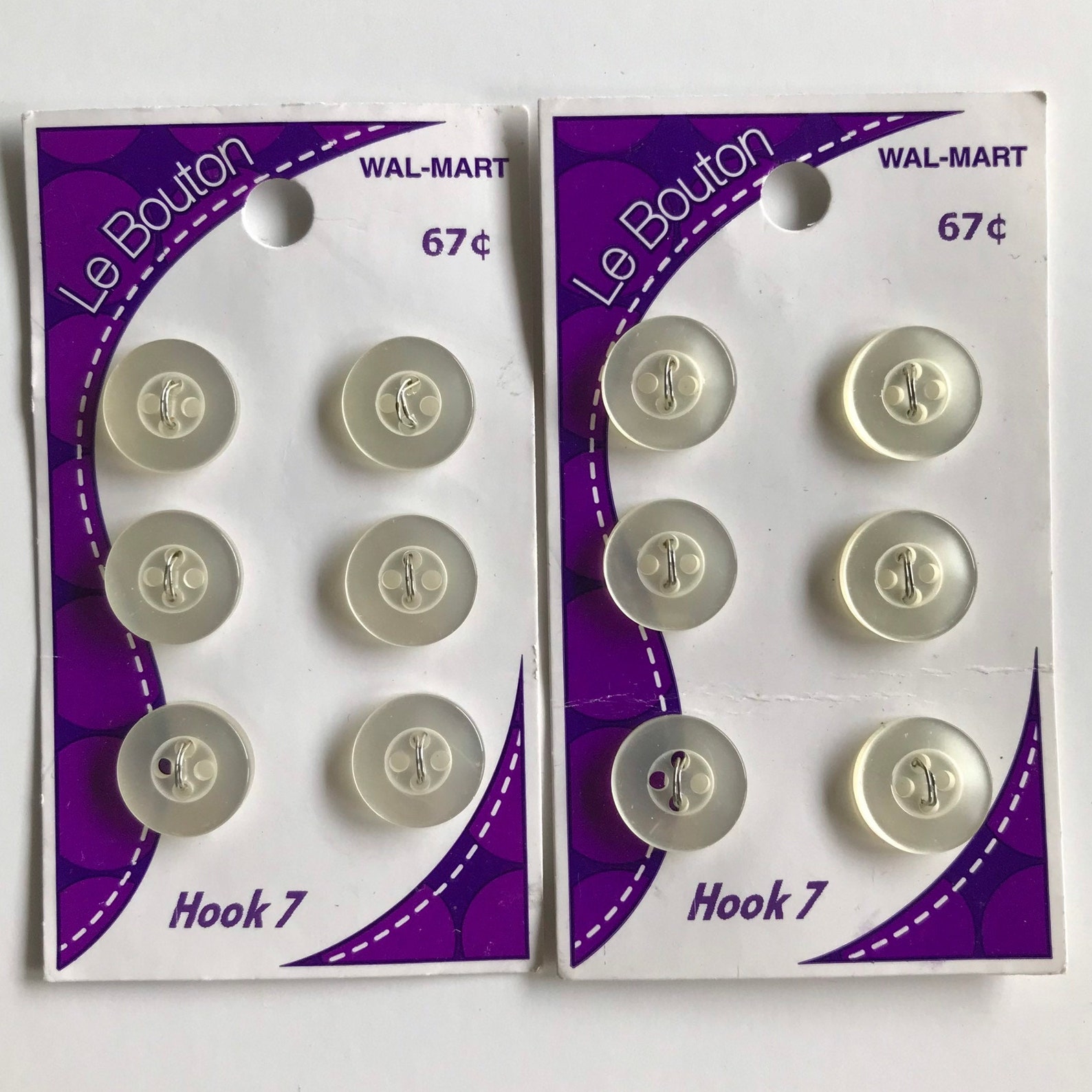 White, Colorless Buttons, 1/2 Inch, by Le Bouton, 12 Total on 2 Cards 4 ...
