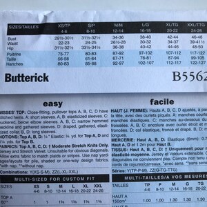 Butterick 5562, Misses' Knit Top Pattern, Close Fitting With Gathered ...