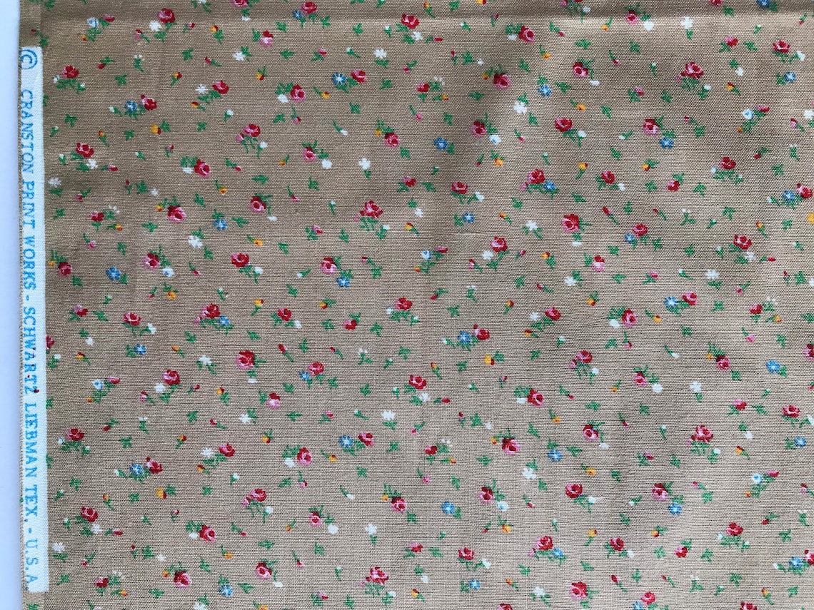 Small Colorful Floral Vintage Calico Print Fabric on Tan/light - Etsy