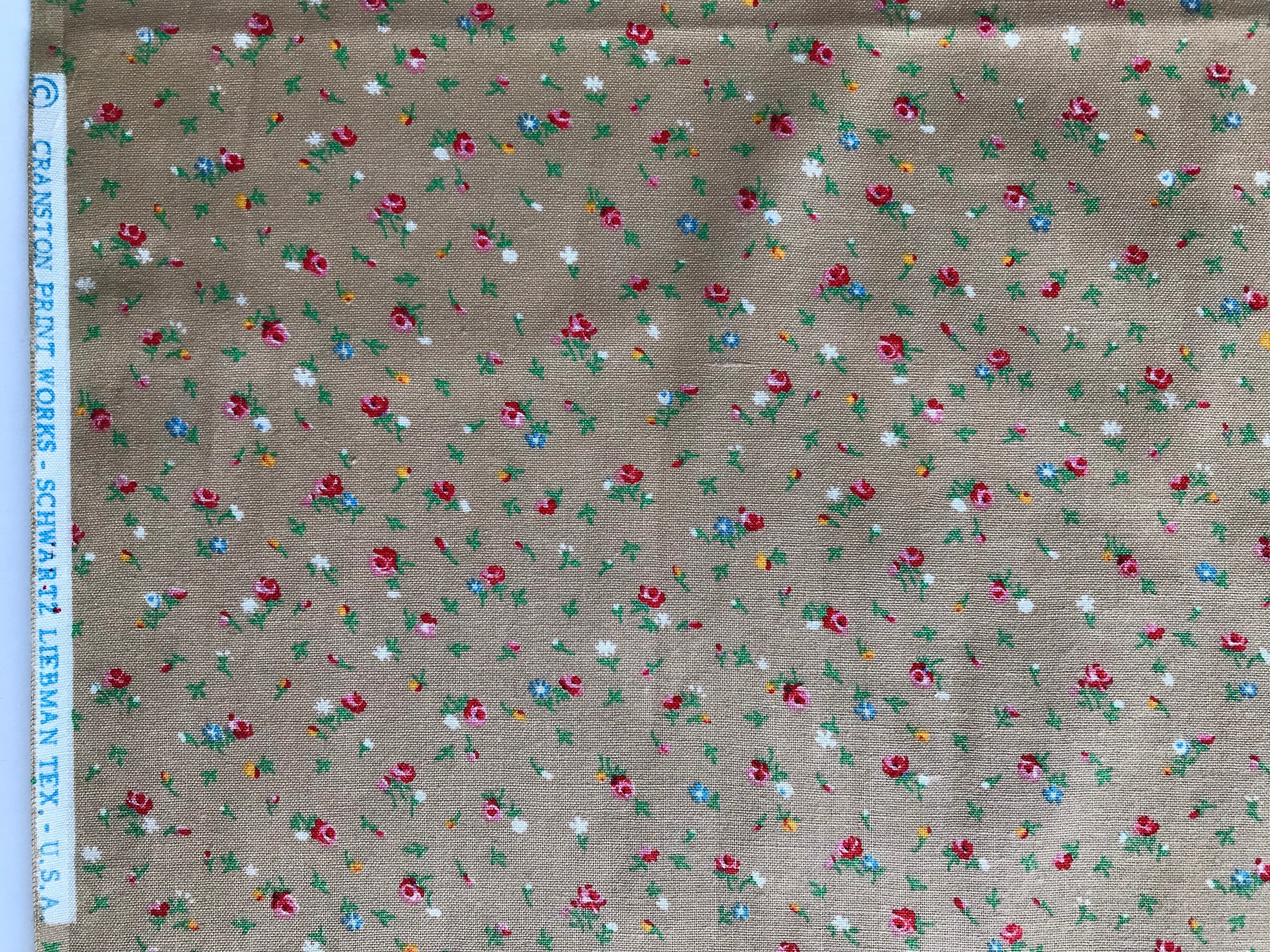 Small Colorful Floral Vintage Calico Print Fabric on Tan/light - Etsy