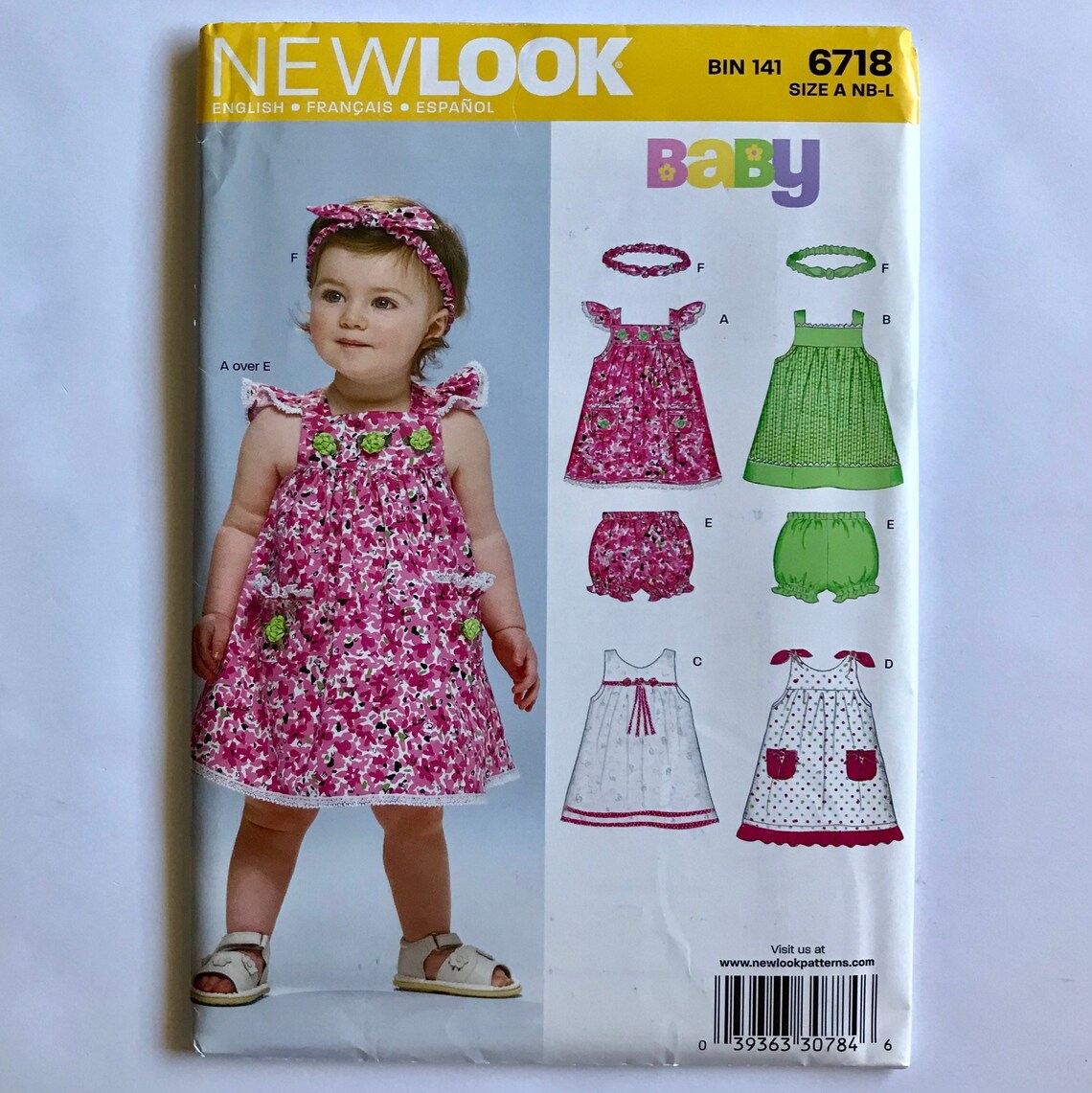 New Look 6718 Baby Dress Bloomers and Headband Pattern Sizes - Etsy