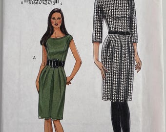 Vogue 8442 Y2K Misses'/petite Lined Dress, A-line, Mid-knee With Short ...