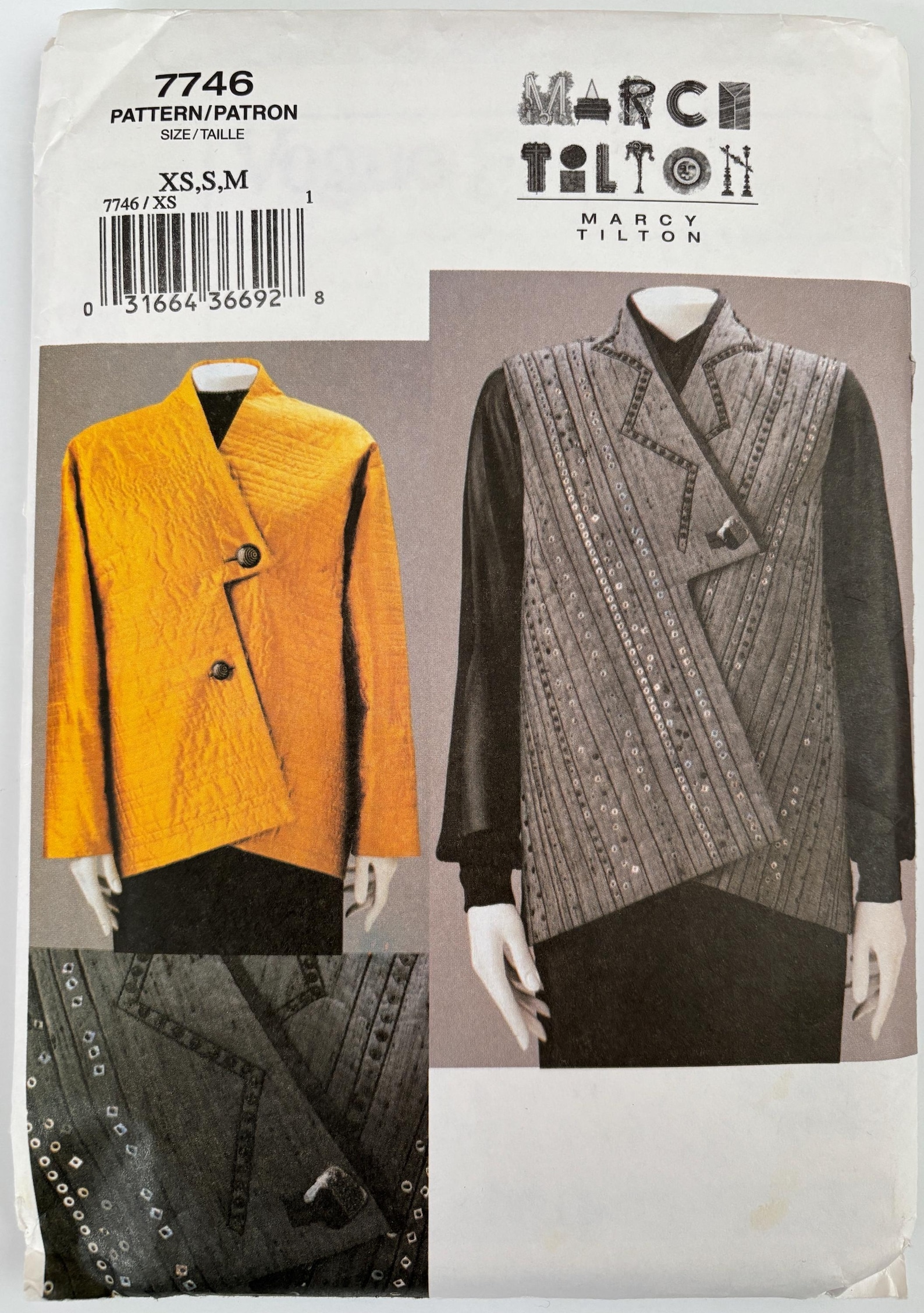 Vogue 7746 Jacket and Vest Wearable Art Unique Front Closure Sewing ...