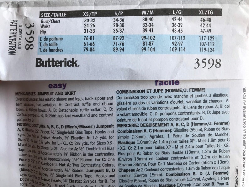 Butterick 3598 Men's/misses' Jumpsuit and Skirt - Etsy