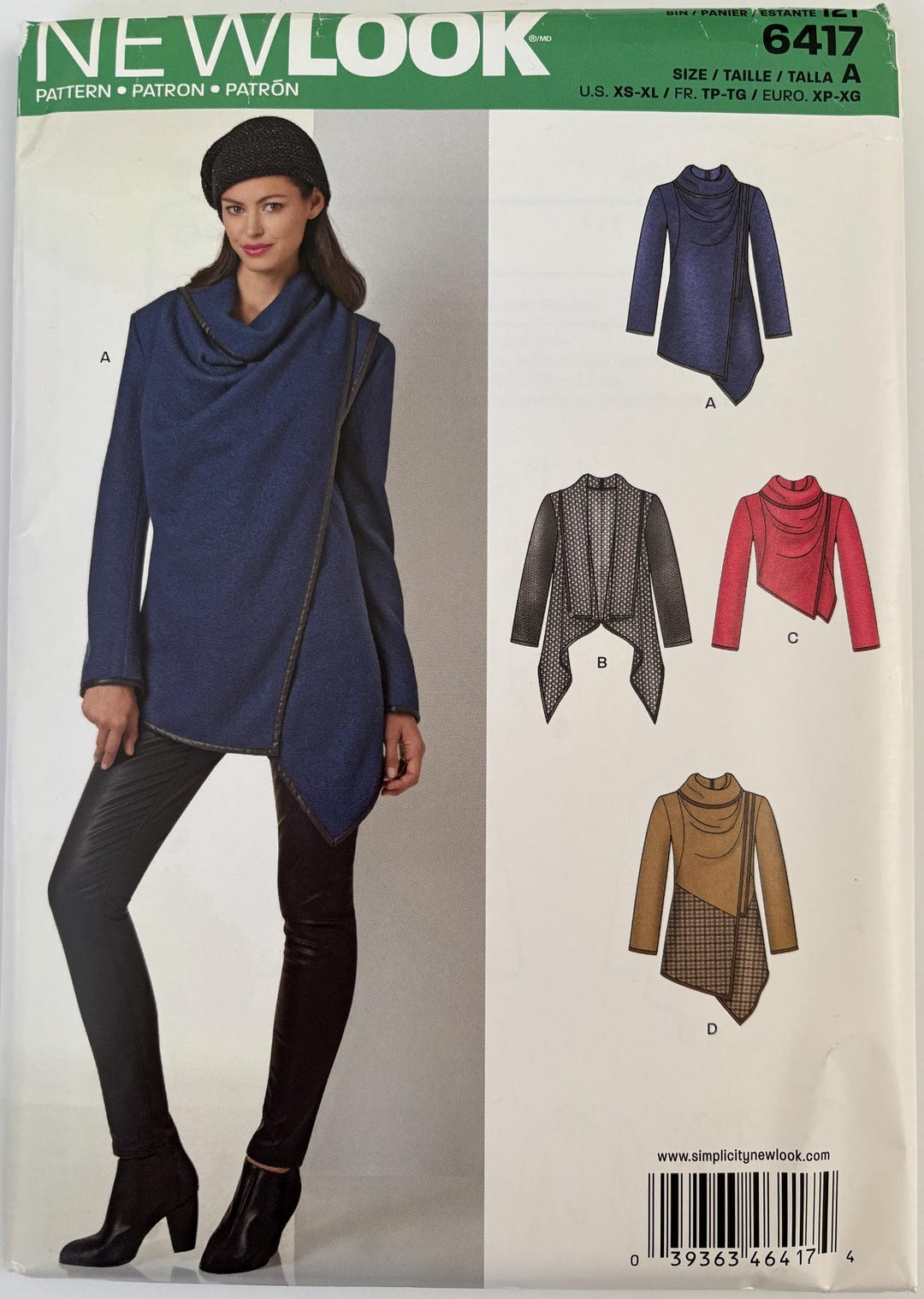 New Look 6417 Misses' Wrap or Waterfall Neckline Jacket or Open Front ...