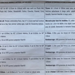 Simplicity 9524 Dog, Rabbit, Bear 14 Two Pattern Piece Animals by ...