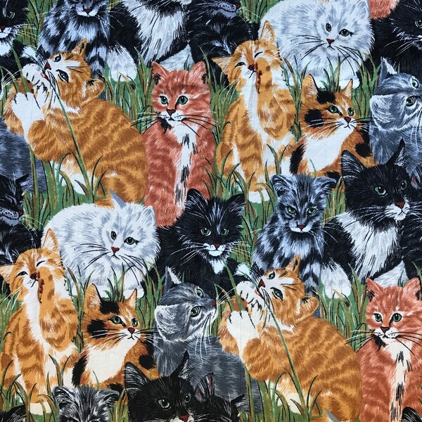Cat Print Fabric - Etsy
