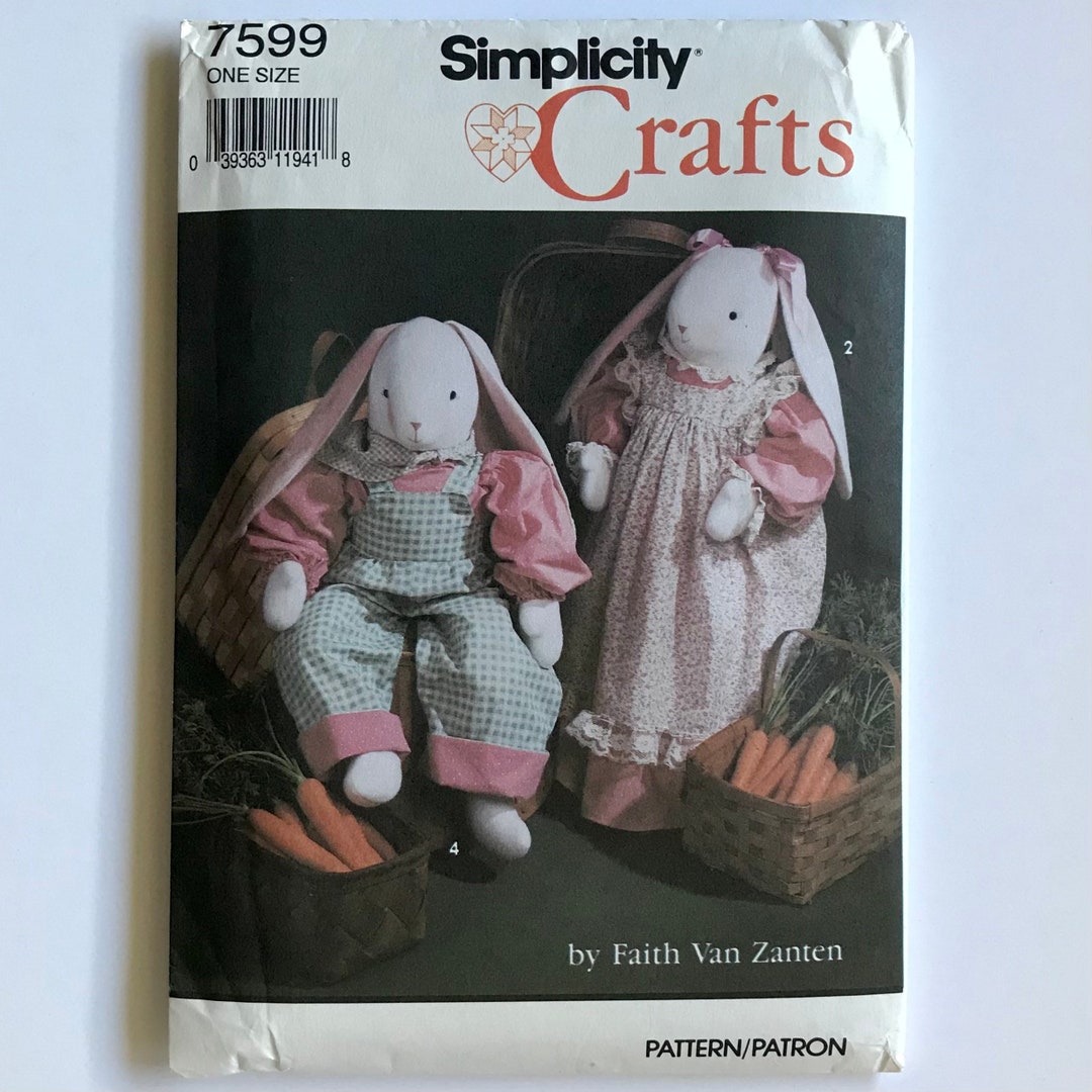 Simplicity 7599 90s Bunny Rabbit and Wardrobe for 28" Doll Dress ...