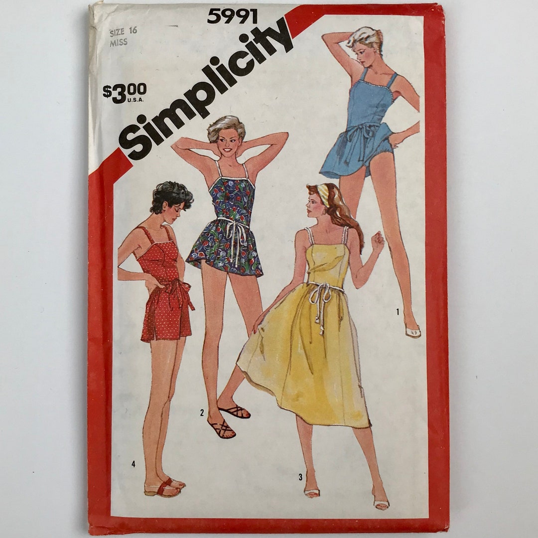 Simplicity 5991 1980s Fitted Swimsuit and Sundress Sewing Pattern Size ...