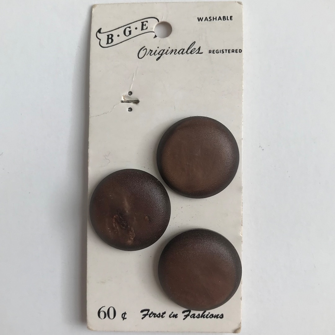 Vintage Brown Buttons, Large Dark Brown Shank Buttons With Metal Shank ...