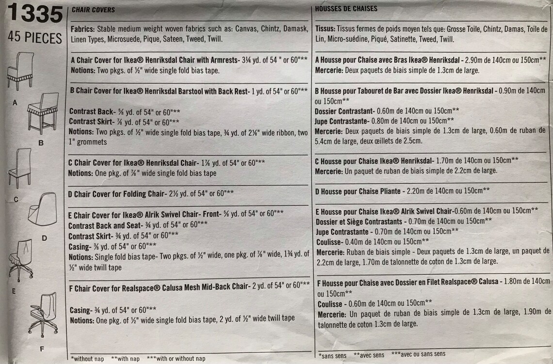 Simplicity 1335 Chair Covers for Swivel Chairs Ikea Computer - Etsy