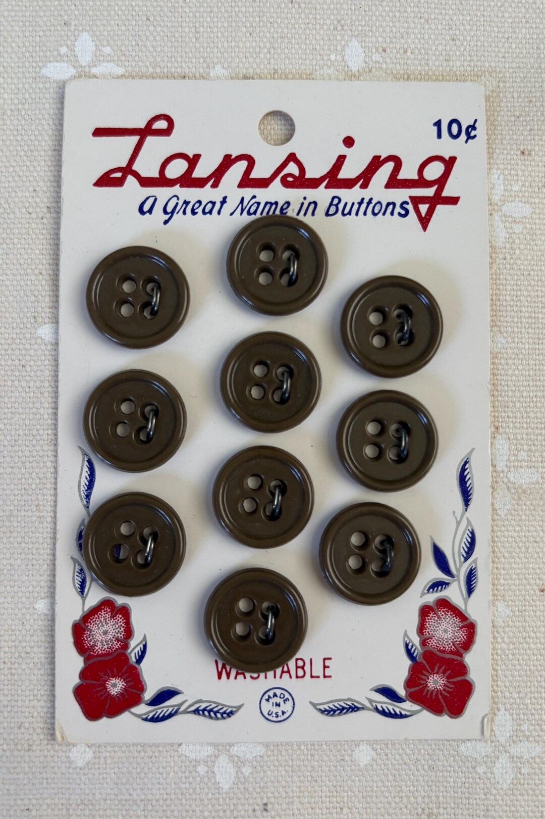 Greenish Brown Buttons, 9/16 Inch, Classic Neutral Buttons by Lansing ...