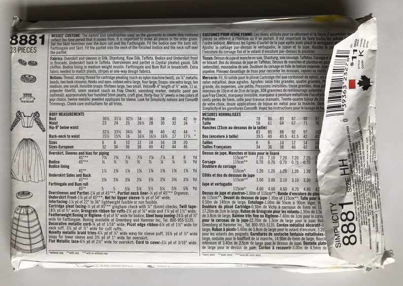 Simplicity 8881 Misses' Costume Pattern Elizabethan Dress - Etsy