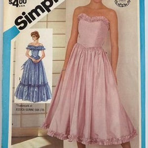 Simplicity 6386 80s Fitted Evening Gown and Petticoat in Two Lengths ...