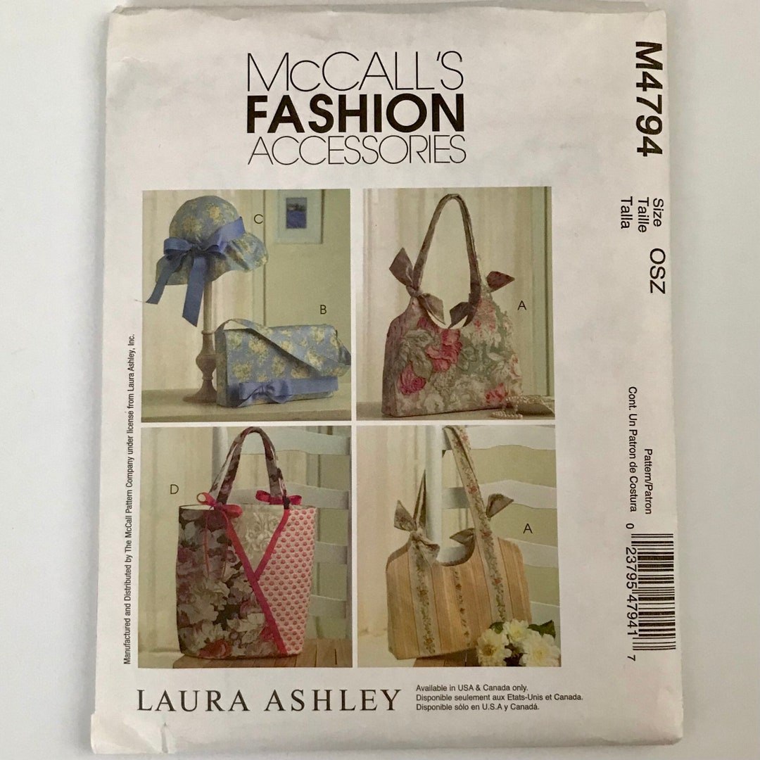 Mccall's 4794 Laura Ashley Handbags and Sunhat Shoulder Bag Tote Sewing ...