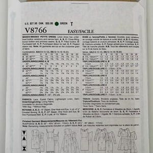 Vogue 8766 Misses'/petite Dress Sewing Pattern Fitted Bodice, Princess ...