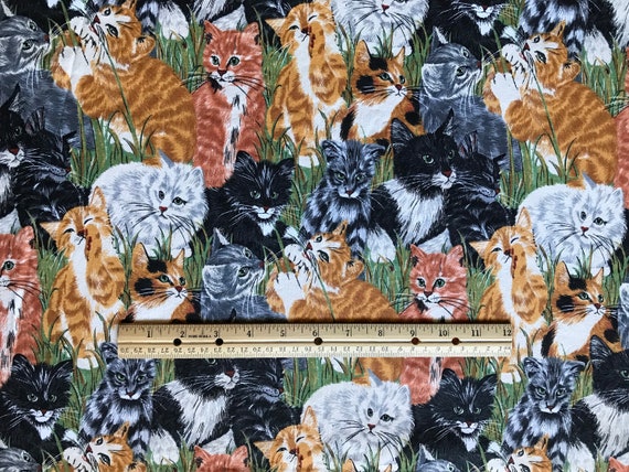 Vintage Cat Print Fabric