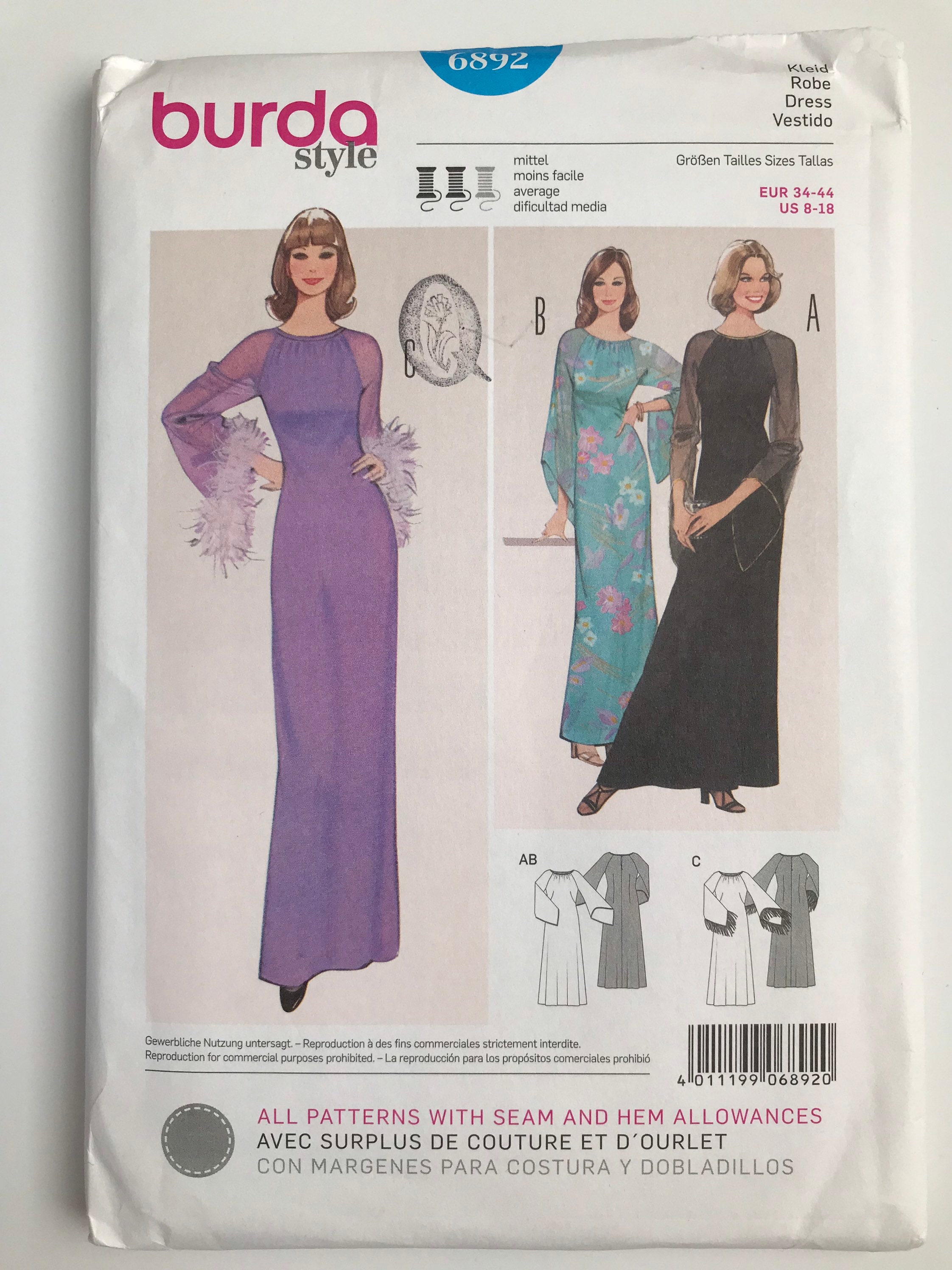 Burda 6892 Misses Dress Evening Gown Pattern Sheer Raglan - Etsy
