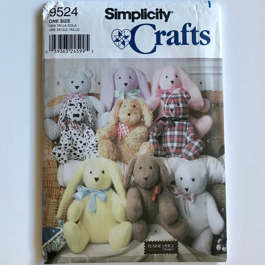 Simplicity 9524 Dog, Rabbit, Bear 14 Two Pattern Piece Animals by ...
